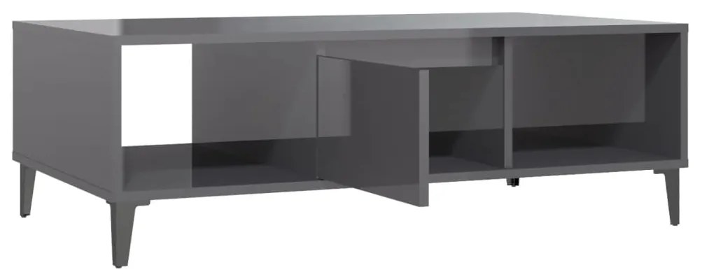 Konferenční stolek šedý vysoký lesk 103,5x60x35 cm dřevotříska - Default Title