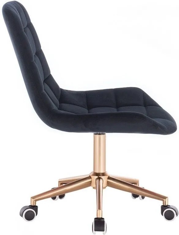LuxuryForm DESIGN Otočná židle PARIS VELUR na zlaté podstavě s kolečky - černá
