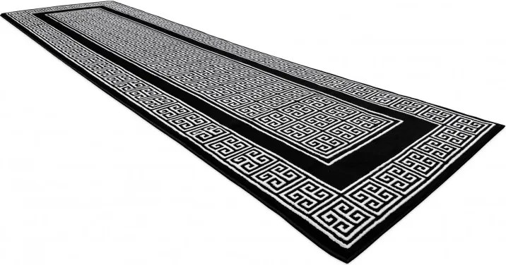 Dywany Łuszczów, Běhoun Gloss 6776 85 greek black/ivory, 80x250, černobílá, ložnice