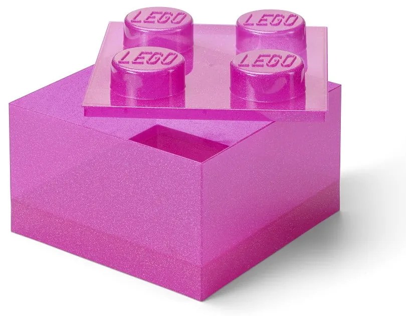 Růžový plastový dětský úložný box 25x25x18 cm – LEGO® Biano.cz