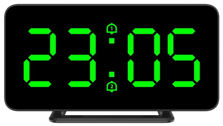 JVD Digitální černý budík do el. sítě JVD SB3216.1 se zelenými LED číslama