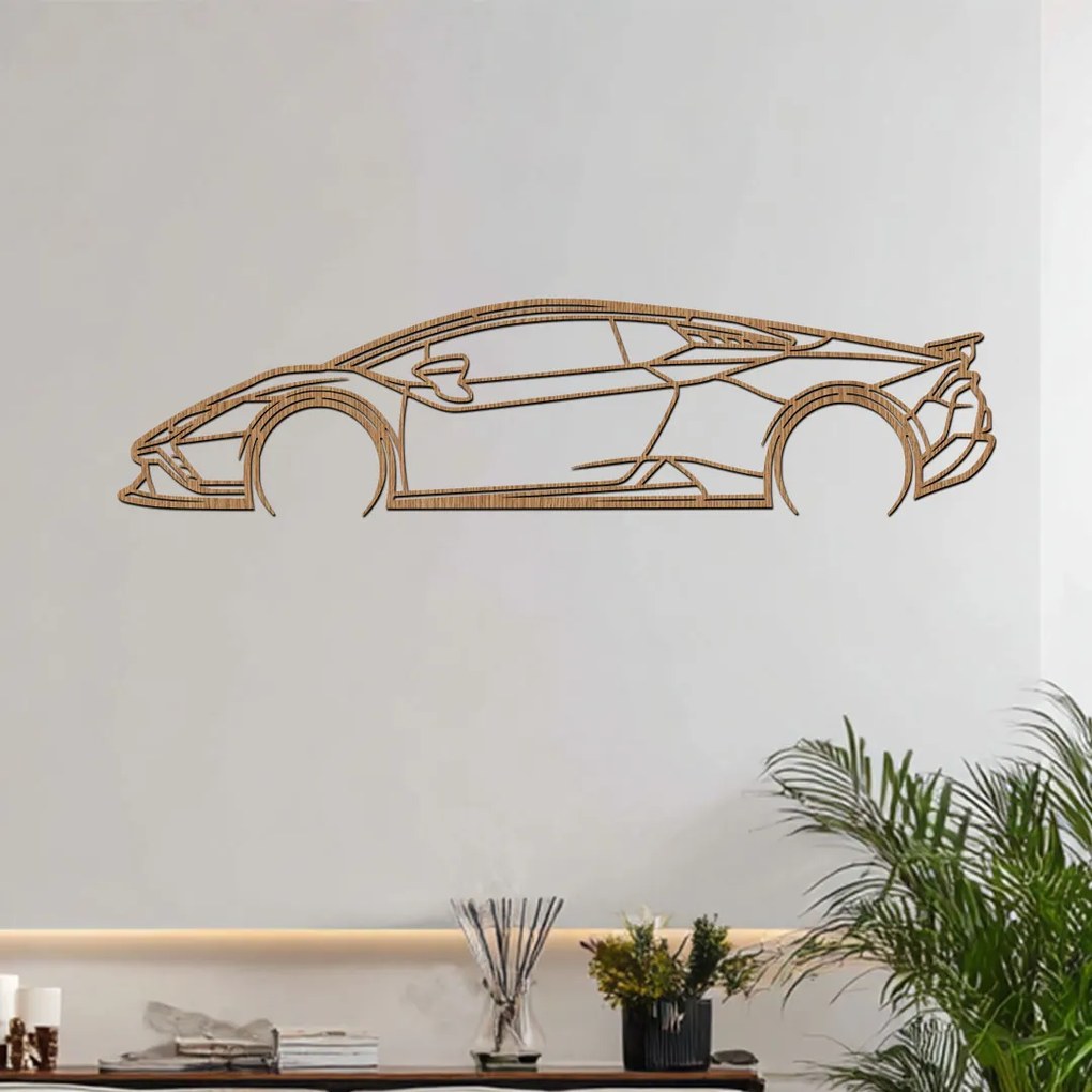 dřevo života Dřevěný obraz Lamborghini Huracan Rozměry (cm): 60x15, Zvolte barvu dekoru: Horský dub