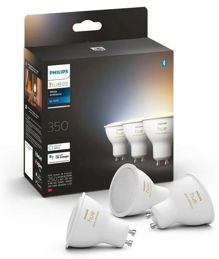 Philips SADA 3xLED Stmívatelná žárovka Philips Hue WHITE AMBIANCE GU10/4,3W/230V P4637