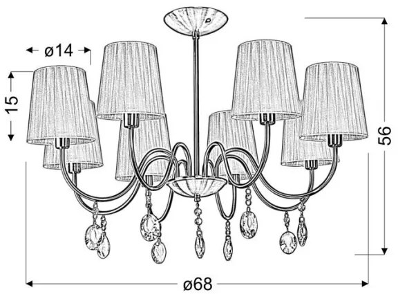 Lustr na tyči SORENTO 8xE14/40W/230V černá