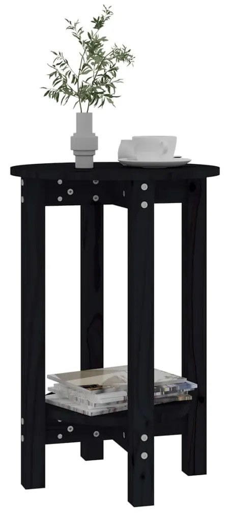 Konferenční stolek černý Ø 40 x 60 cm masivní borové dřevo - Default Title