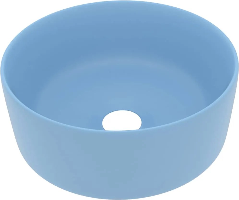 Luxusní umyvadlo kulaté matné světle modré 40 x 15 cm keramické 147011