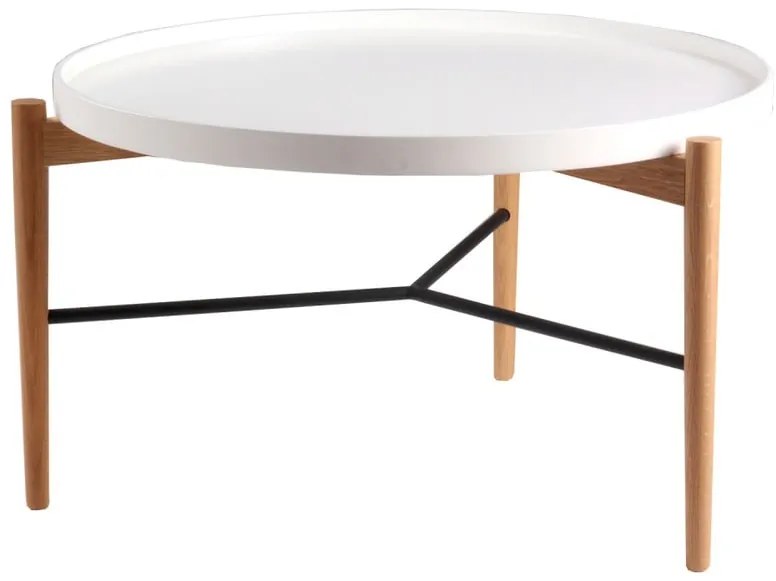 Bílý konferenční stolek s přírodní konstrukcí sømcasa Eric
