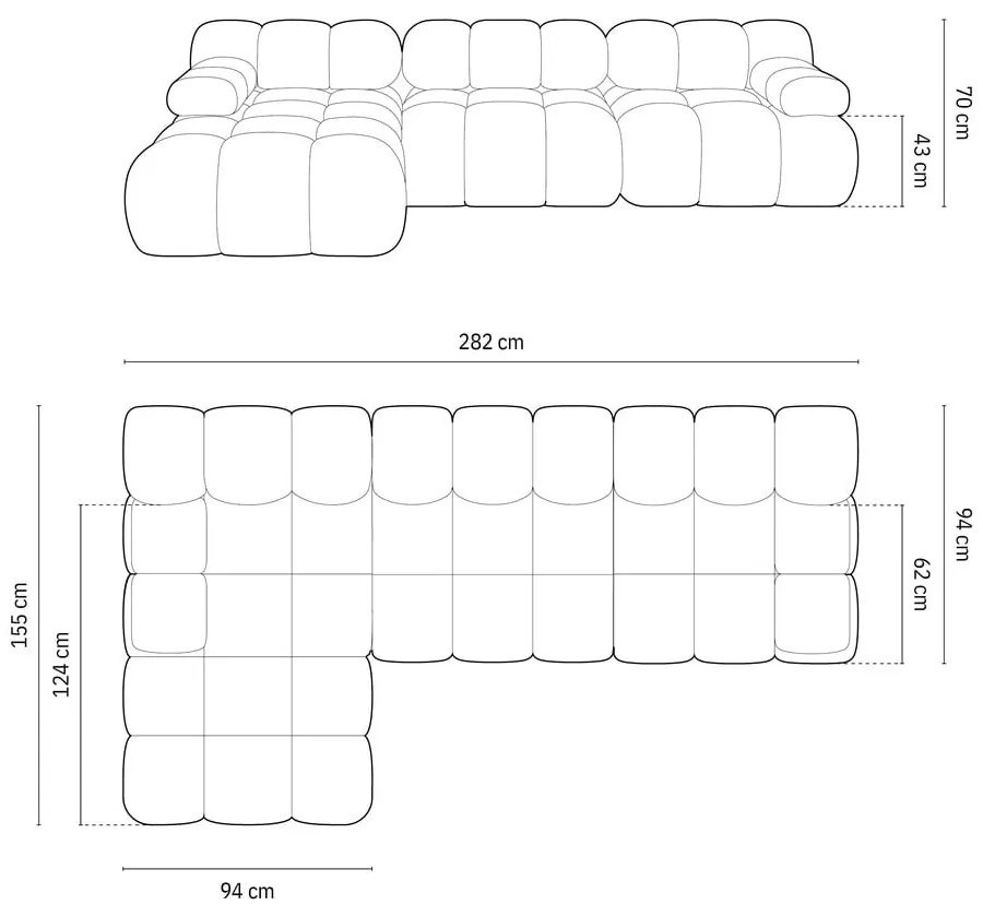 Světle šedá modulární rohová pohovka z textilie bouclé (levý roh) Bellis – Micadoni Home