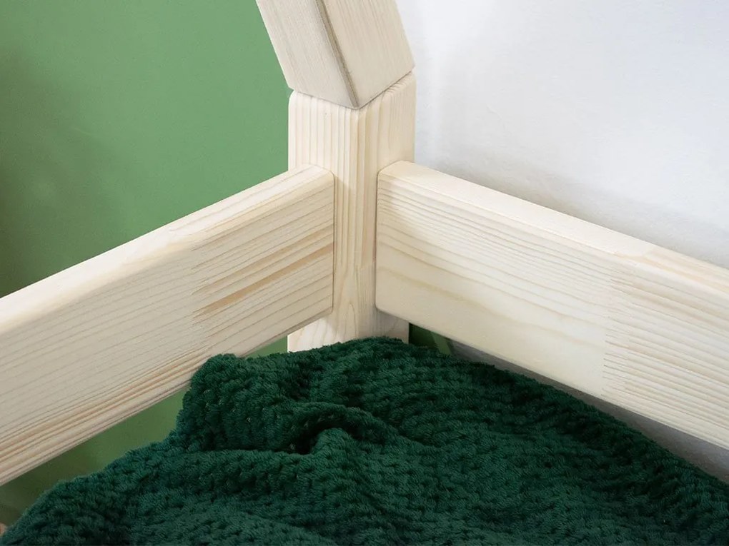 Benlemi Dětská dřevěná postel NAKANA ve tvaru teepee s bočnicí Zvolte barvu: Bílá, Zvolte rozměr: 90x180 cm