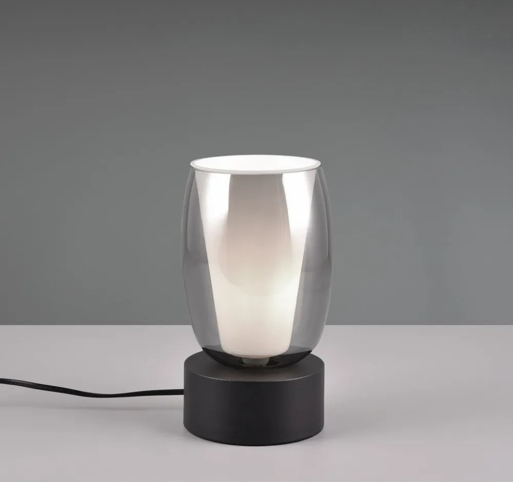 Stolní lampa se skleněným stínidlem v černo-stříbrné barvě (výška 24 cm) Barret – Trio Select