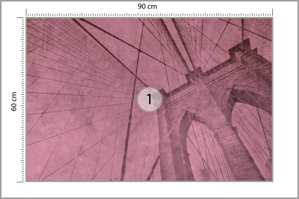 Fototapeta Brooklyn Bridge Grunge Pink Strukturální vinyl 315x210