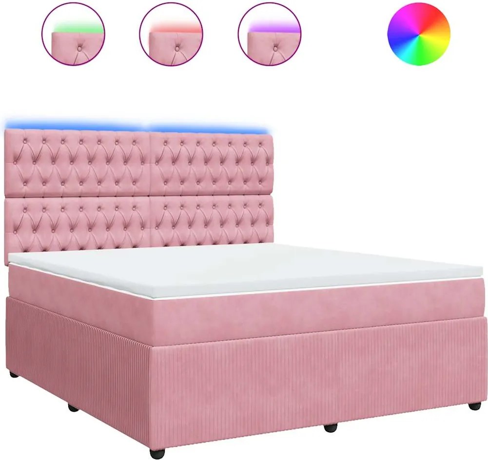 Box spring postel s matrací růžová 180x200 cm samet 3294717