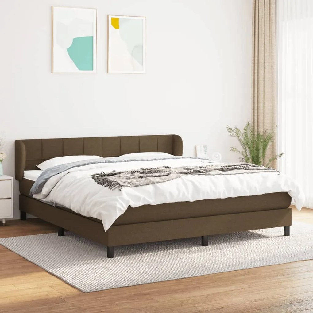 Box spring postel s matrací tmavě hnědá 180x200 cm textil 3126264