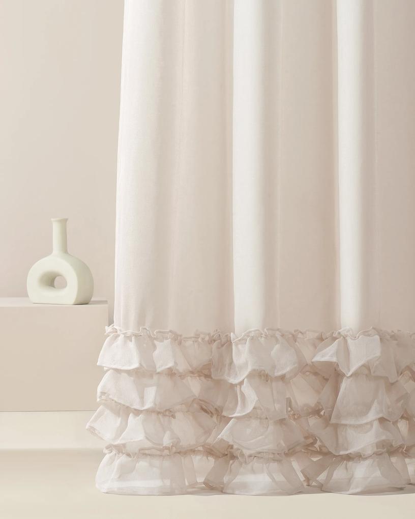 Room99 Záclona na kroužcích Flavia s volánmi Jednobarevná Barva: Bílá, Velikost: 140 x 280 cm