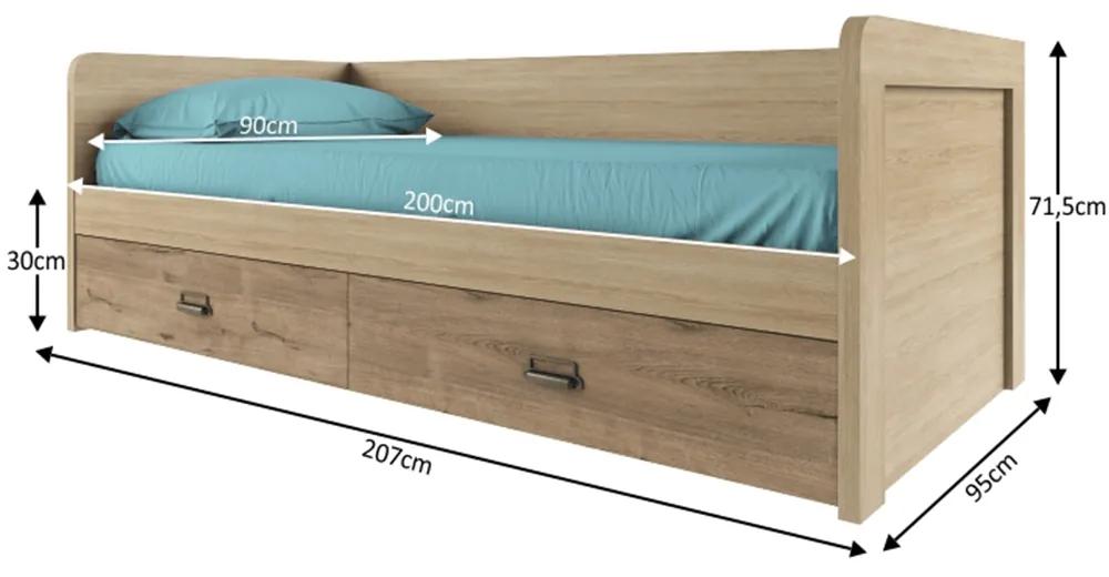 Jednolůžková postel 90 cm Mirach 2S/90 (s roštem a úl. prostorem). 808478