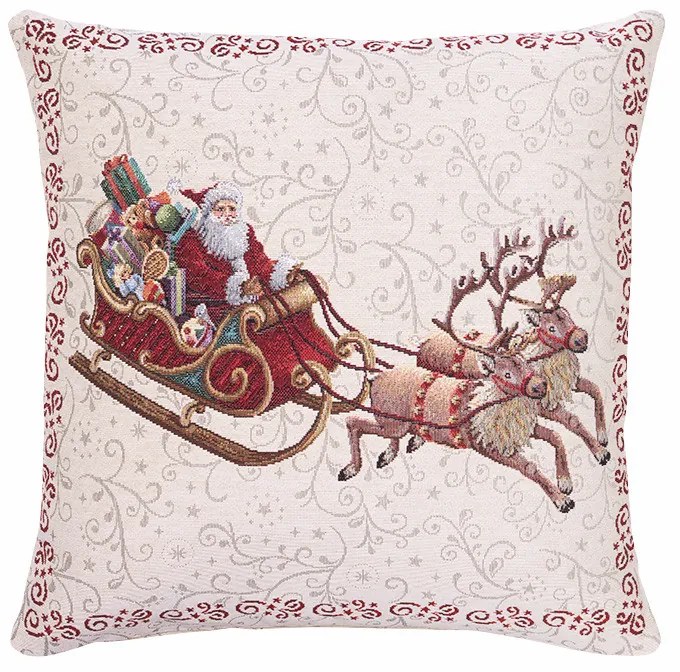 Gobelínový povlak na polštář - Santa Claus na saních
