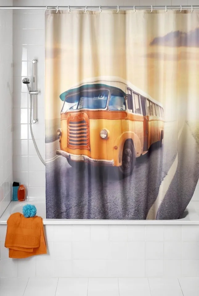 Sprchový závěs, textilní, Vintage Bus, 180x200 cm, WENKO