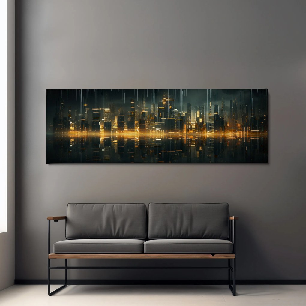 Obraz na plátně - Futuristické město - Neon Tron FeelHappy.cz Velikost obrazu: 180 x 60 cm