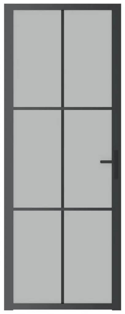 Interiérové dveře 76 x 201,5 cm černé matné sklo a hliník - Default Title