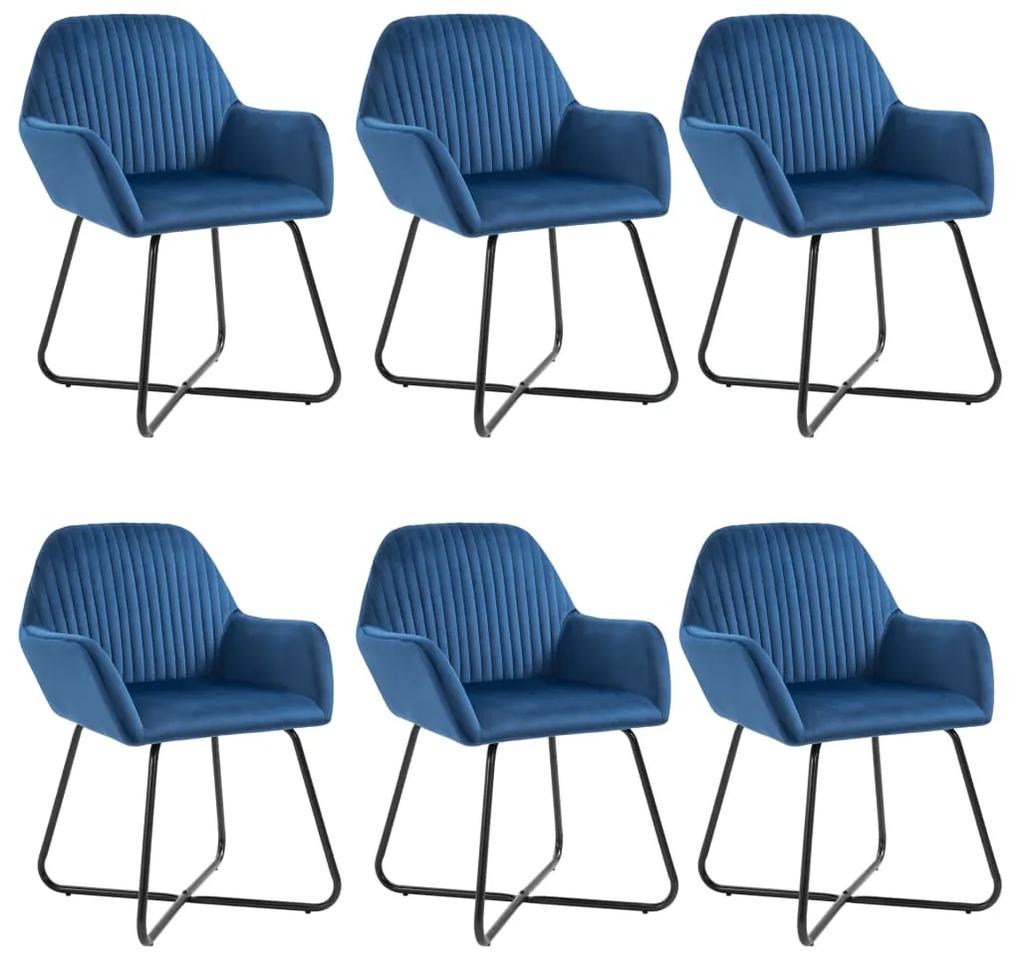 277006 vidaXL Jídelní židle 6 ks modré samet