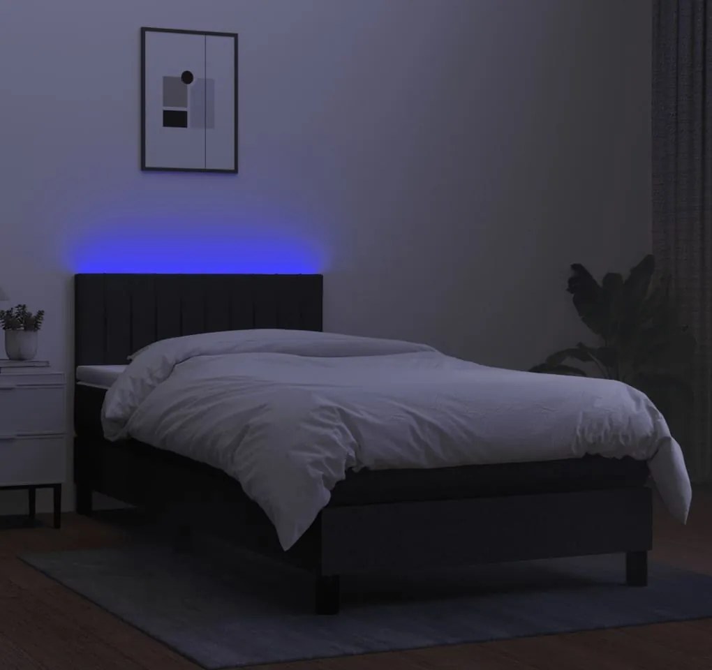 vidaXL Box spring postel s matrací a LED 100x200 cm textil [3133295] Barva: světle šedá