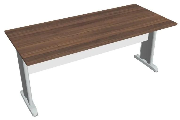 Stůl jednací rovný 180 cm - Hobis Cross CJ 1800 Dekor stolové desky: ořech, Dekor lamino podnože: bílá, Barva nohou: Stříbrná