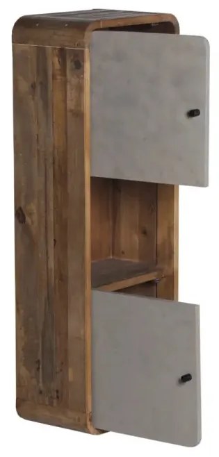 furniture-nabytek.cz - Masivní koupelnová skříňka Dingora z recyklované borovice a MDF, lakovaná, přírodní / šedá – 40×25×110 cm