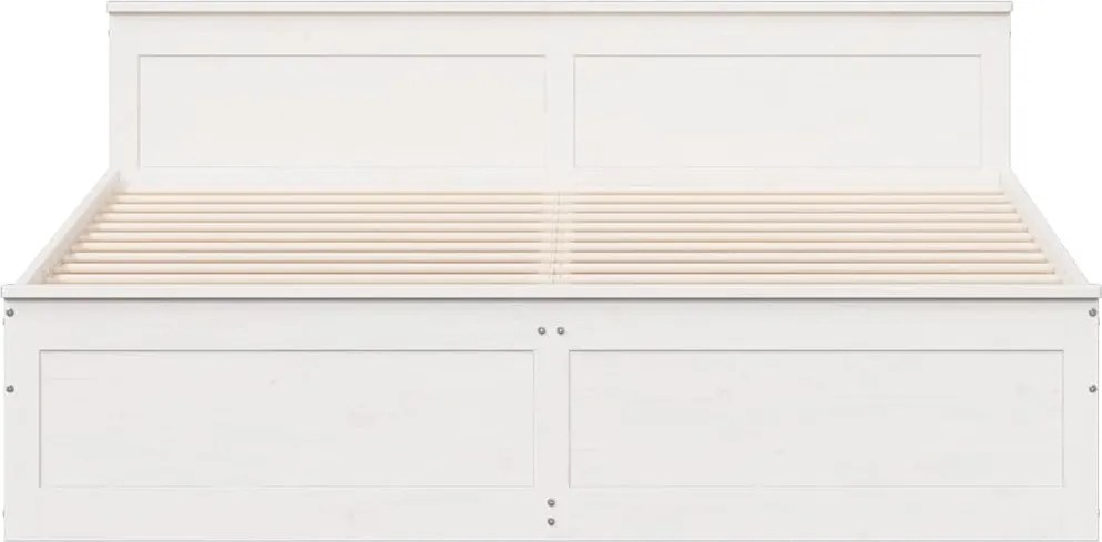 Postel bez matrace s čelem bílá 200 x 200 cm masivní borovice 3308754