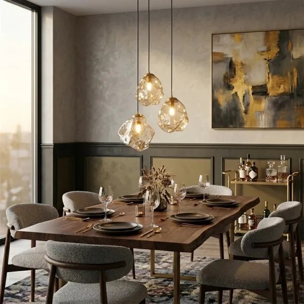 Lustr na lanku CRISTAL 3xE14/15W/230V mosaz/kouřová béžová