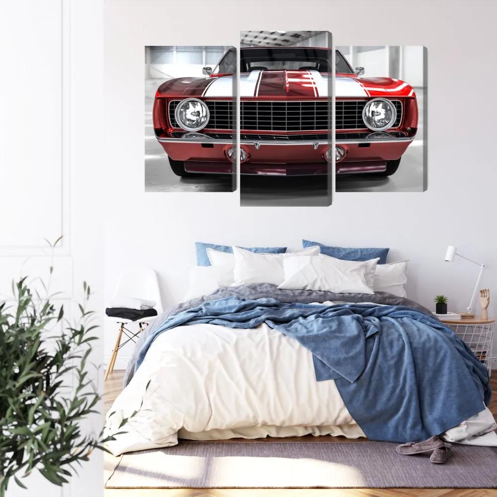 Vícedílný obraz Červené Svalové Auto V Garáži Nedostatek Nedostatek Přírodní plátno 150x100