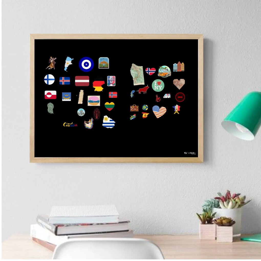 Toptabule.sk  Černá tabule na magnetky v dřevěném přírodním rámu 150x100 cm
