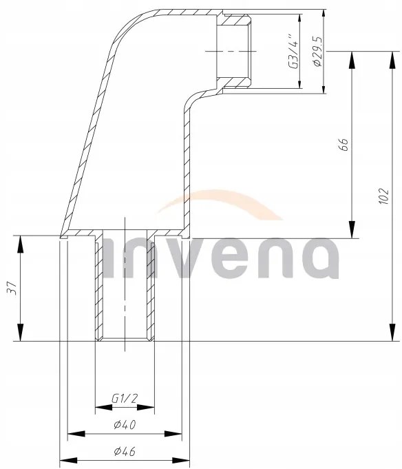 Invena Invena, kulaté mosazné kolínka k vanové baterii pro montáž na vanu, chromová, INV-LA-46-C01-L