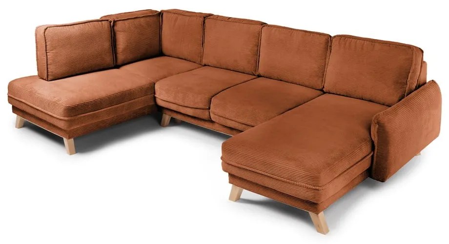 Oranžová manšestrová rozkládací rohová pohovka (levý roh/do "U") Tori – Bonami Selection