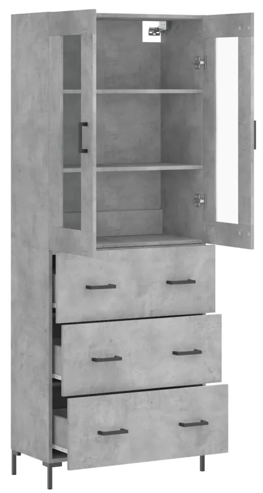 Skříň highboard betonově šedá 69,5x34x180 cm kompozitní dřevo - Default Title