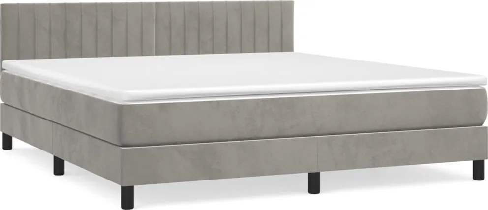 Box spring postel s matrací světle šedá 160x200 cm samet 3141431