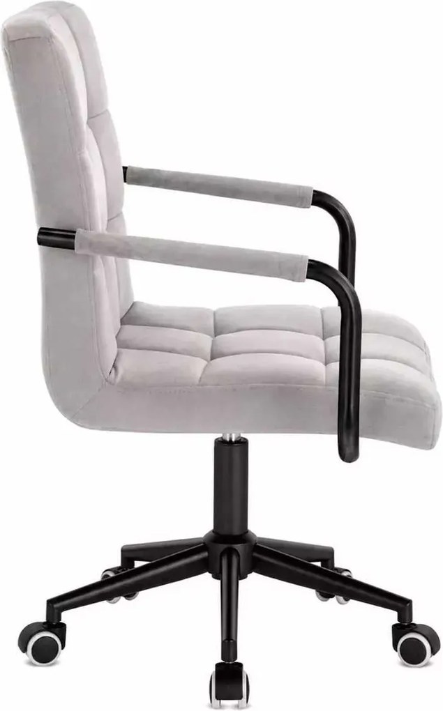 LuxuryForm DESIGN Otočná židle VERONA BLACK VELUR na černé podstavě s kolečky - světle šedá