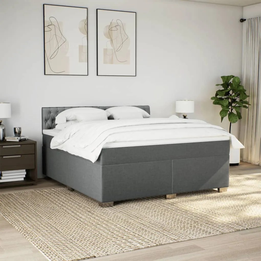 Box spring postel s matrací tmavě šedá 180x200 cm textil 3285975