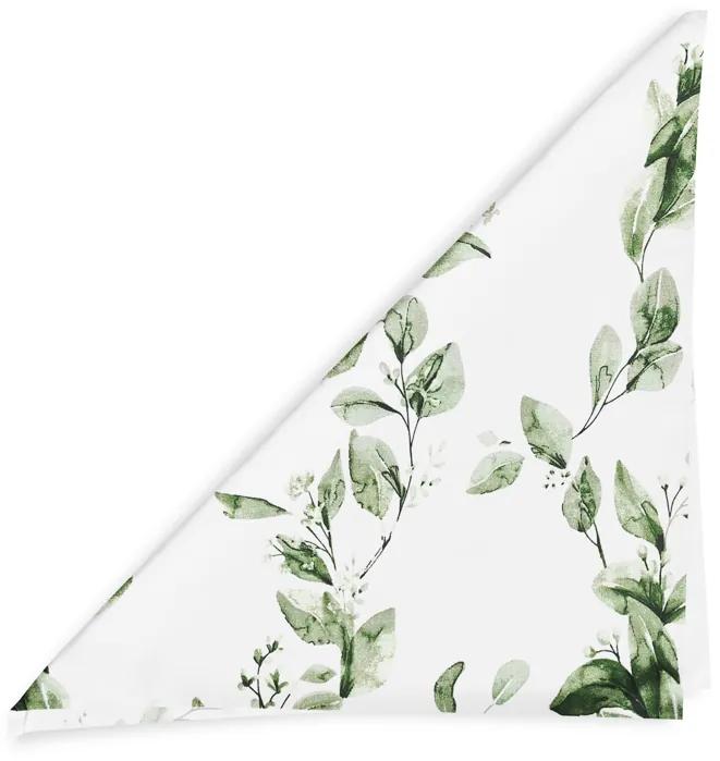 Biante Bavlněný šátek Sandra SA-422 Zelené listy na bílém 45 x 45 cm