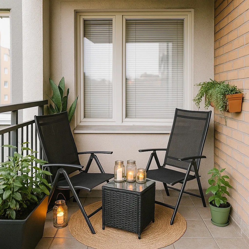 Zahradní balkonový set Fulvio - 2 židle, černá
