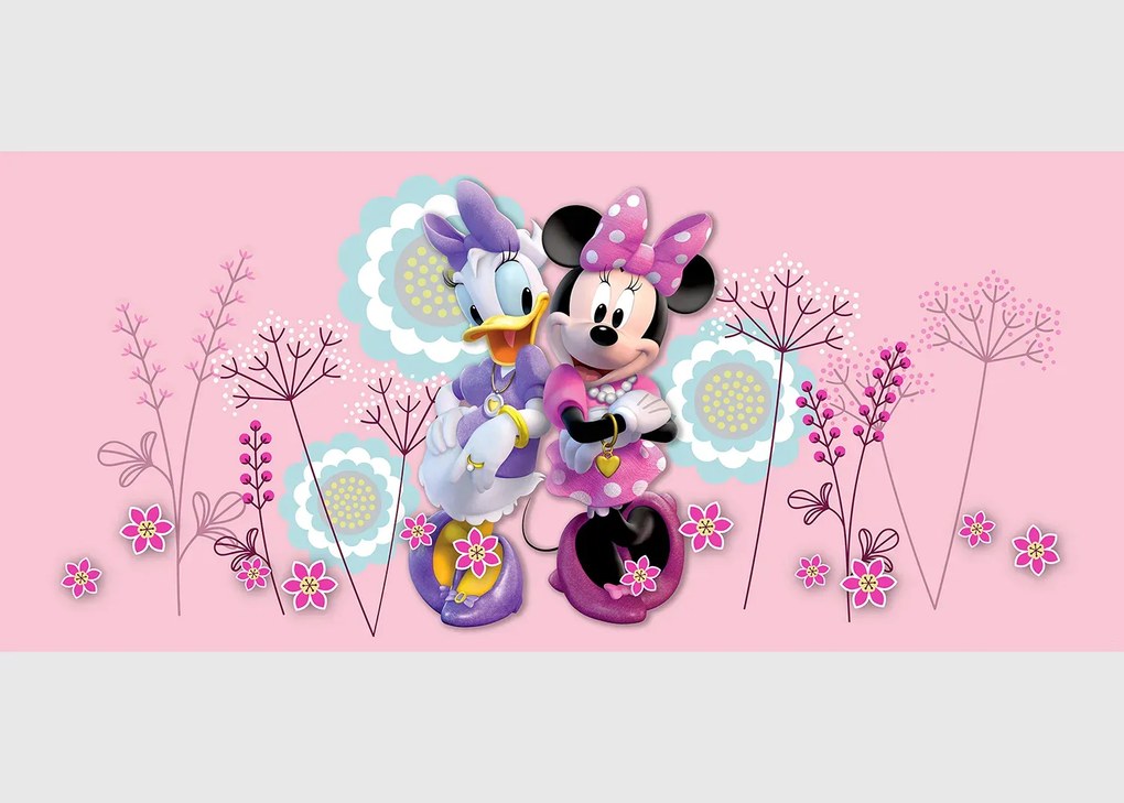 Dětská vliesová fototapeta na zed' Minnie a Daisy Květiny, Disney | 202 x 90 cm | DFTDNH 5390