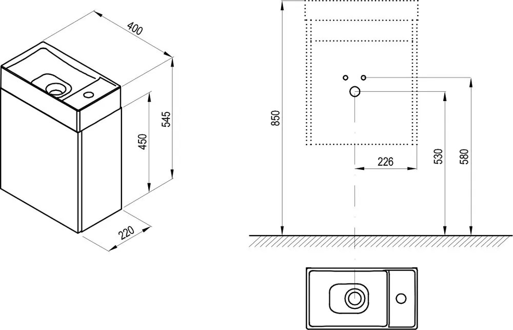 Ravak SD Veda 400 40 x 45 cm X000001386 Skříňka pod umývátko