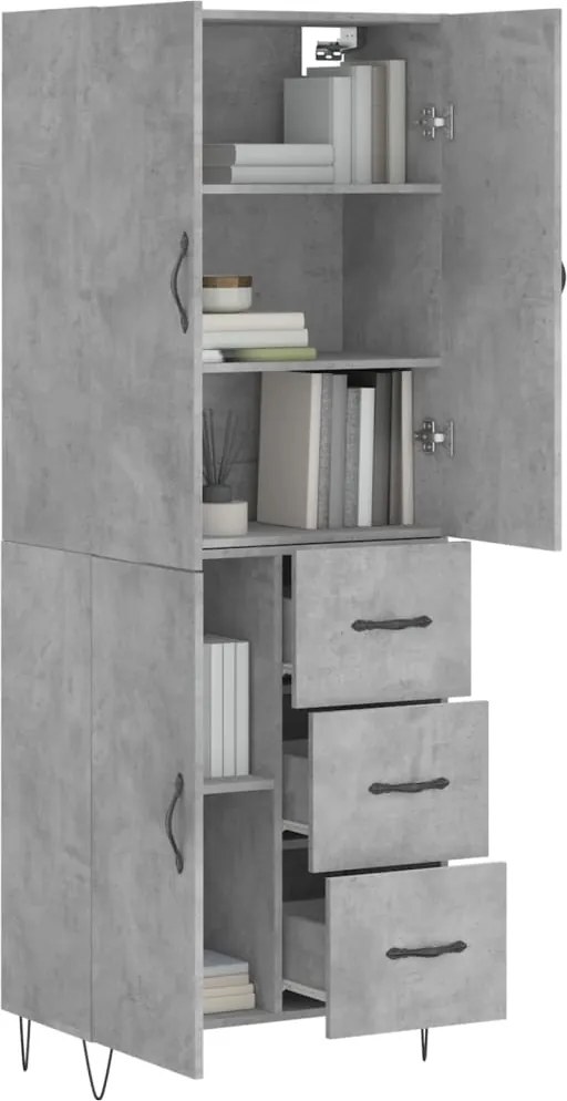 Skříň highboard betonově šedá 69,5x34x180 cm kompozitní dřevo 3198093