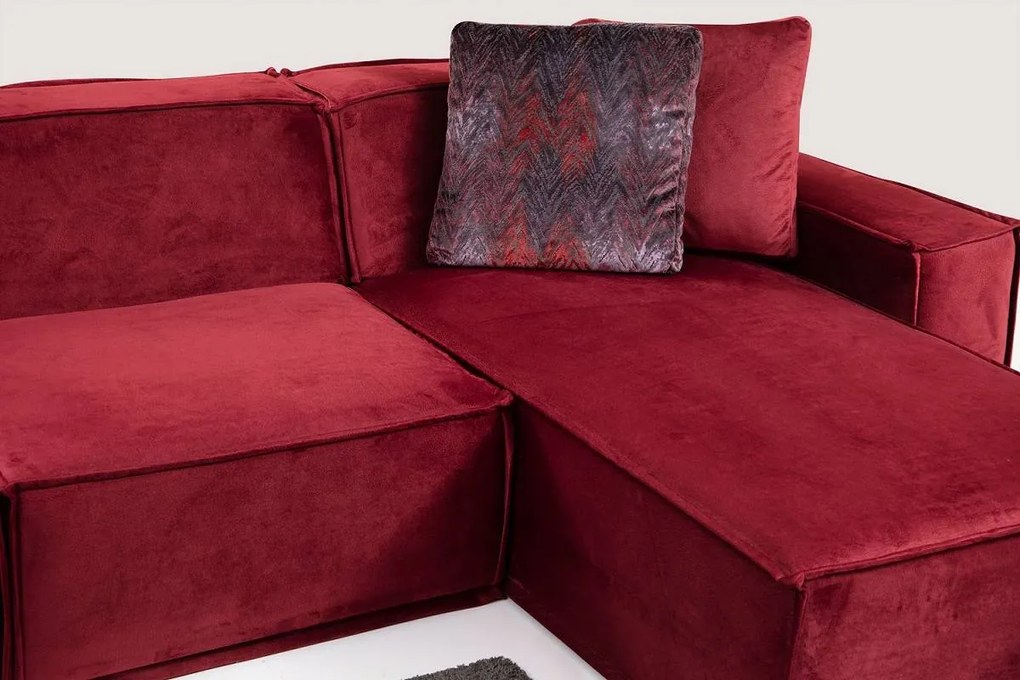 Designová rohová sedačka Valtina bordó - pravá