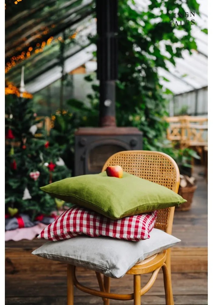 Lněný povlak na polštář 50x50 cm Red Gingham – Linen Tales