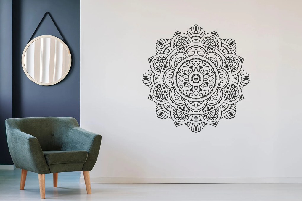 Lepy.cz Samolepka na zeď Mandala Velikost (šířka x výška): 70x70cm, Barevná varianta: Bílá