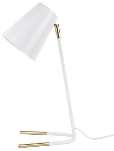 Bílá stolní lampa s detaily ve zlaté barvě Leitmotiv Noble