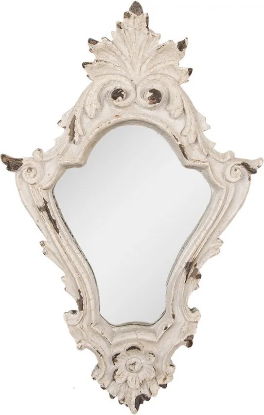 Bílé antik nástěnné zrcadlo s ornamenty Brocante - 27*5*42 cm