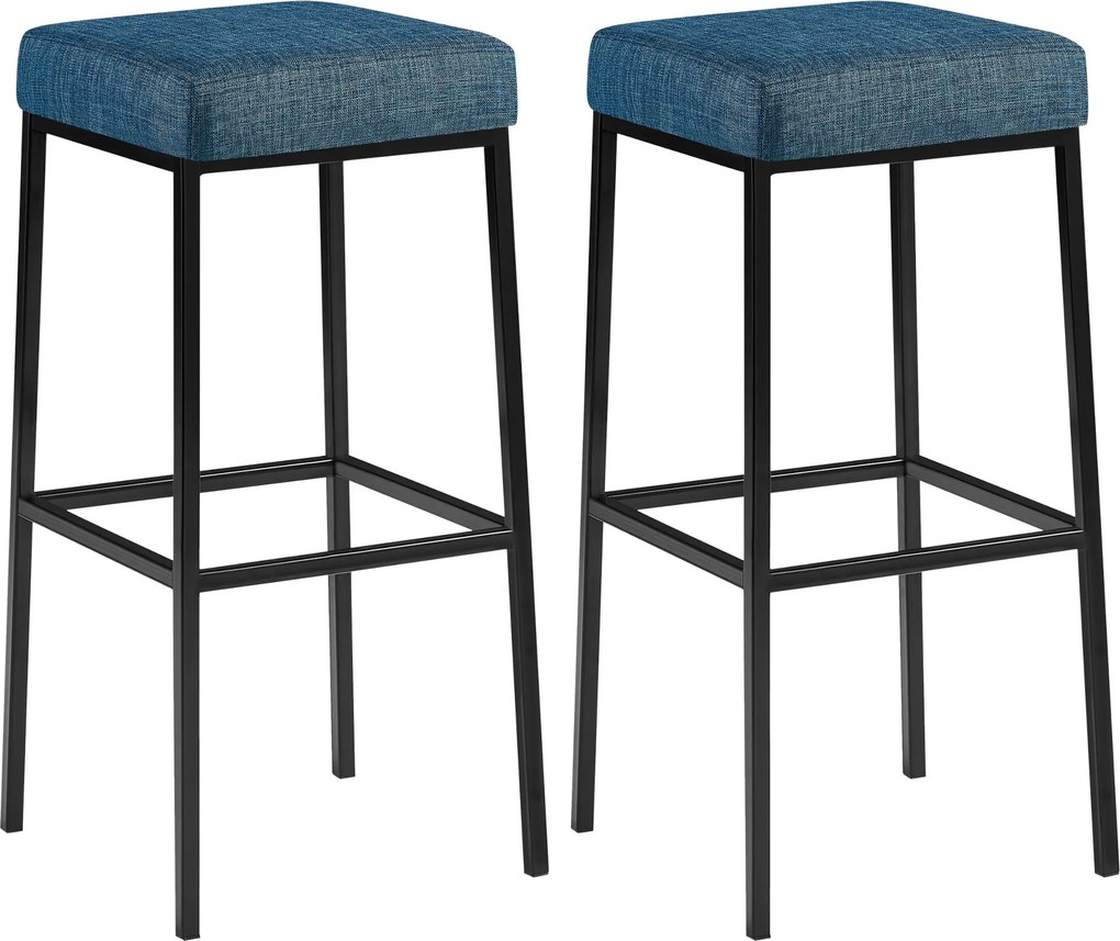 Sada 2 barových židlí Montreal 80 látka černá konstrukce – modrá