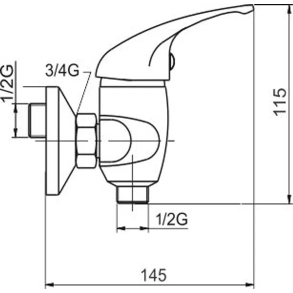 Novaservis Metalia 55 Baterie sprchová, chrom 55060/1,0