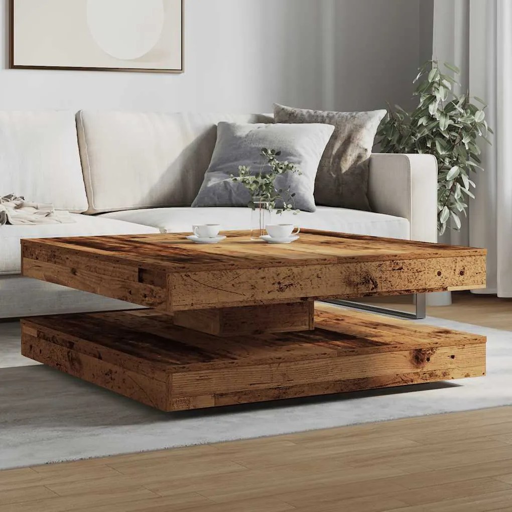 Konferenční stolek otočný o 360º old wood 90x90x34,5 cm 3321358